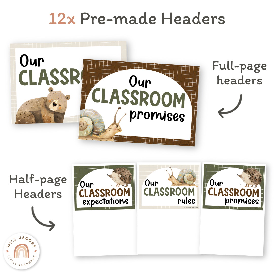 Classroom Rules and Expectations Posters - Woodland Decor - MJLL