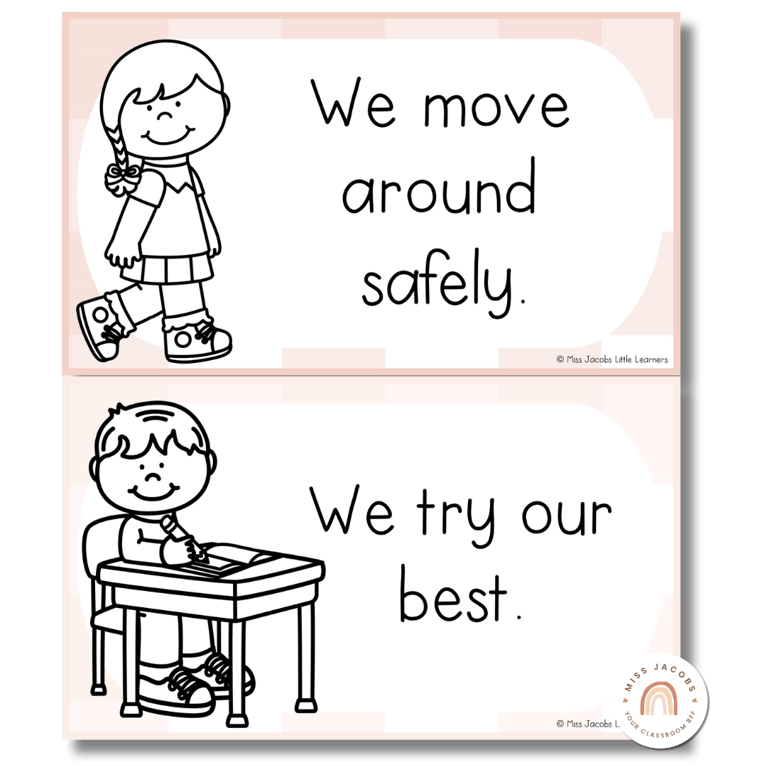 Classroom Rules and Expectations Posters - Daisy Gingham Neutrals