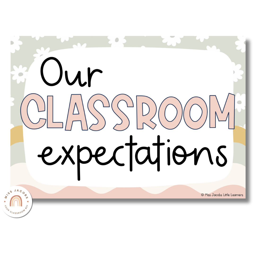 Classroom Rules and Expectations Posters - Daisy Gingham Neutrals