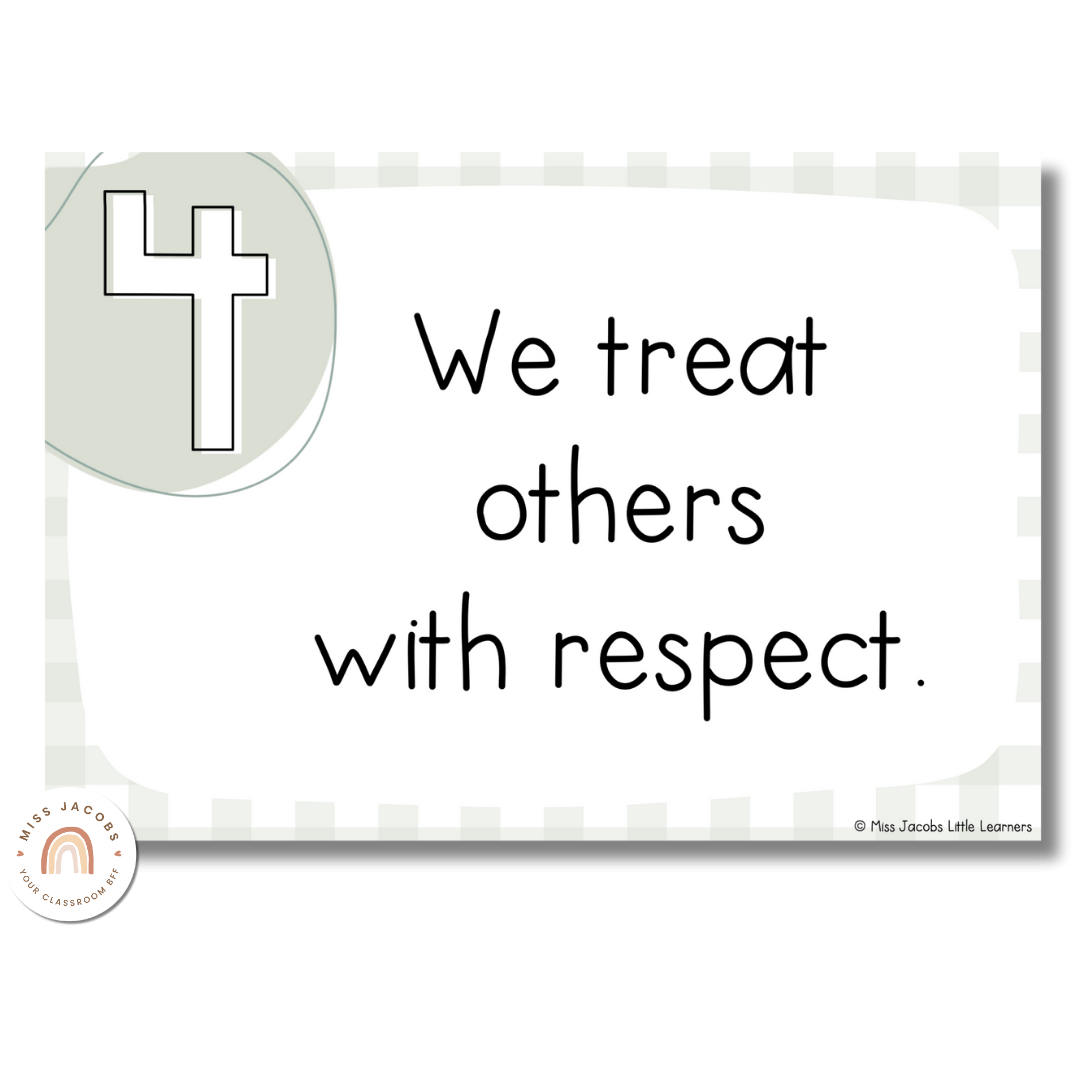 Classroom Rules and Expectations Posters - Daisy Gingham Neutrals