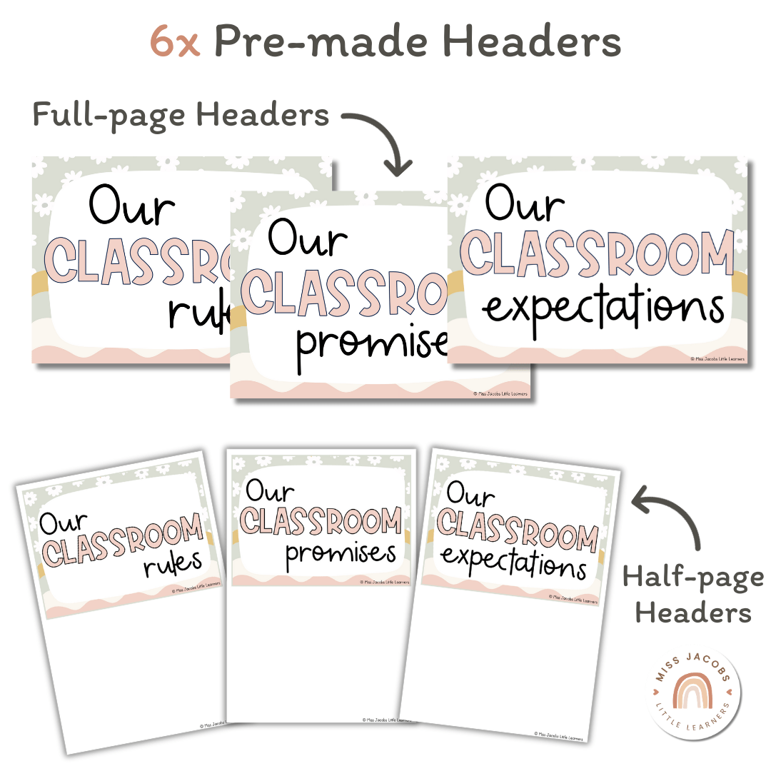 Classroom Rules and Expectations Posters - Daisy Gingham Neutrals