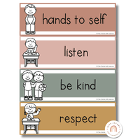 Classroom Rules and Expectations Posters - Boho Rainbow Theme - MJLL