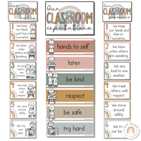 Classroom Rules and Expectations Posters - Boho Rainbow Theme - MJLL