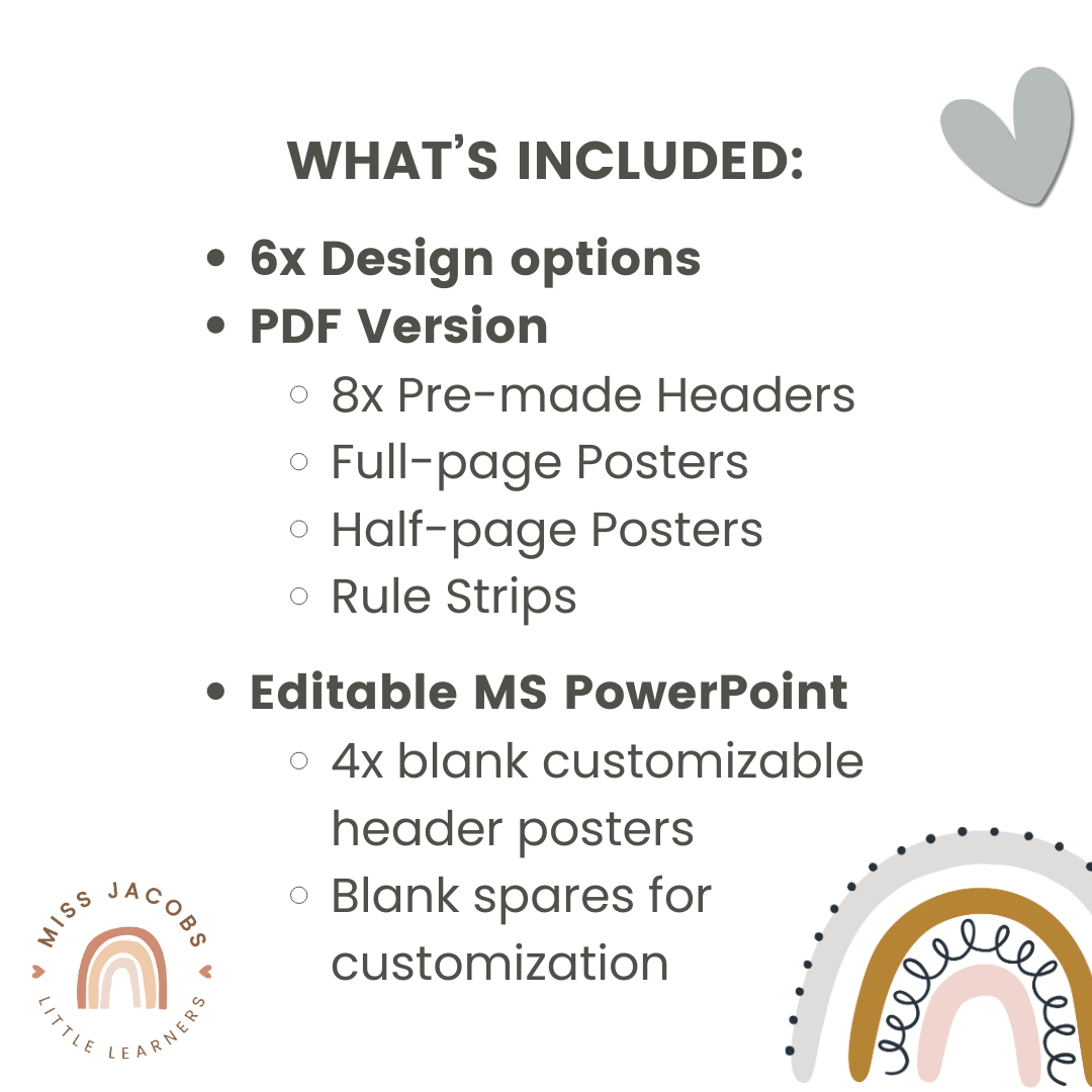 Classroom Rules and Expectations Posters - Boho Rainbow Theme - MJLL