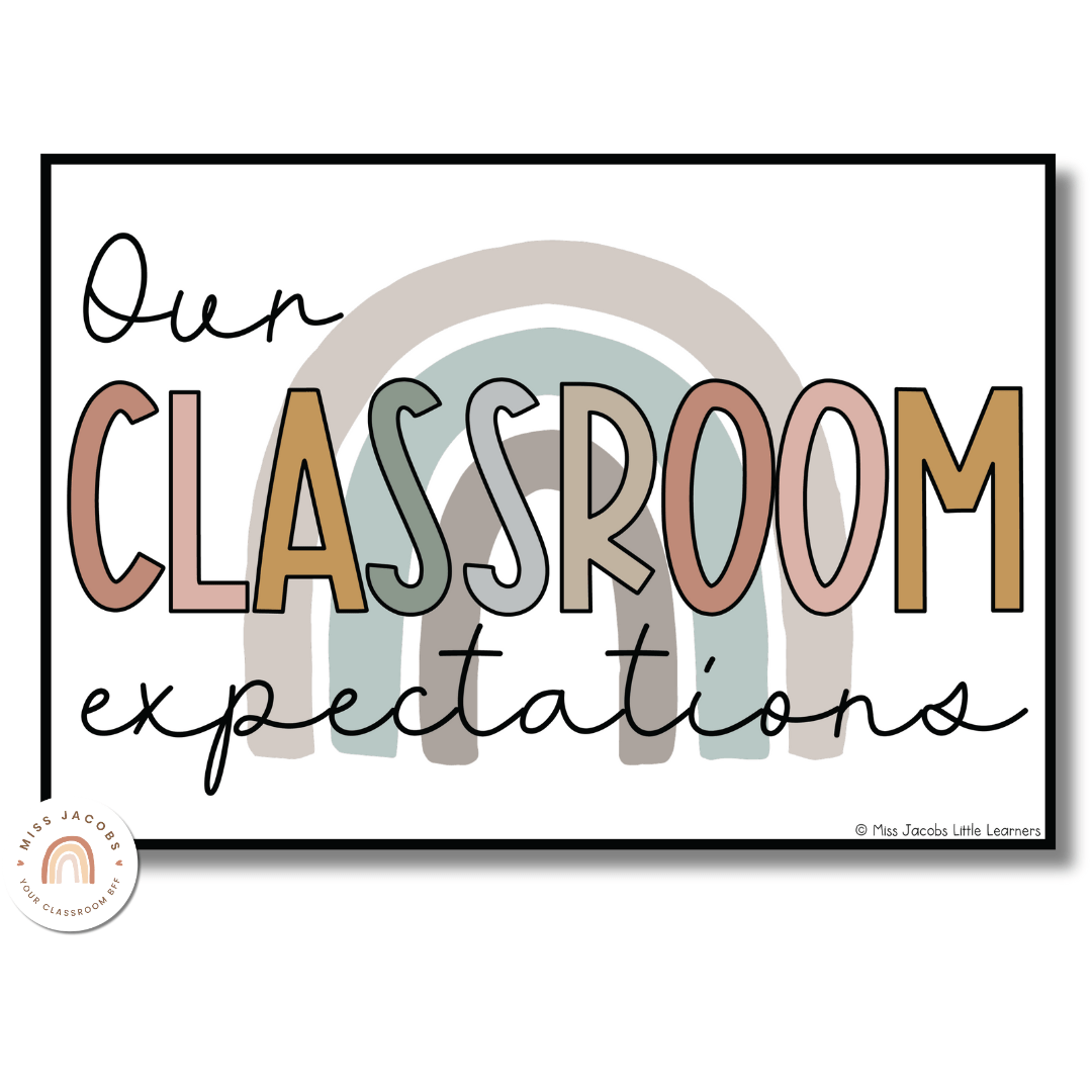 Classroom Rules and Expectations Posters - Boho Rainbow Theme - MJLL