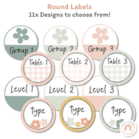 Classroom Labels Student Names & Supplies - Daisy Gingham Neutrals