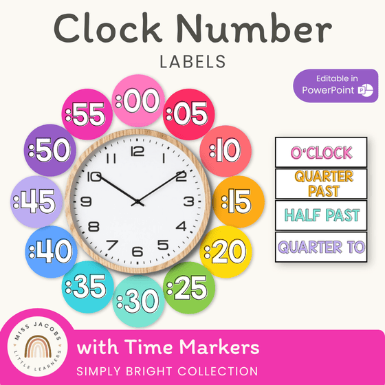 Clock Number Labels | Brights Classroom Decor – Miss Jacobs Little Learners