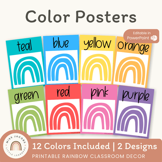 Color Posters - Boho Rainbow Neutrals Classroom Theme - Miss Jacobs ...