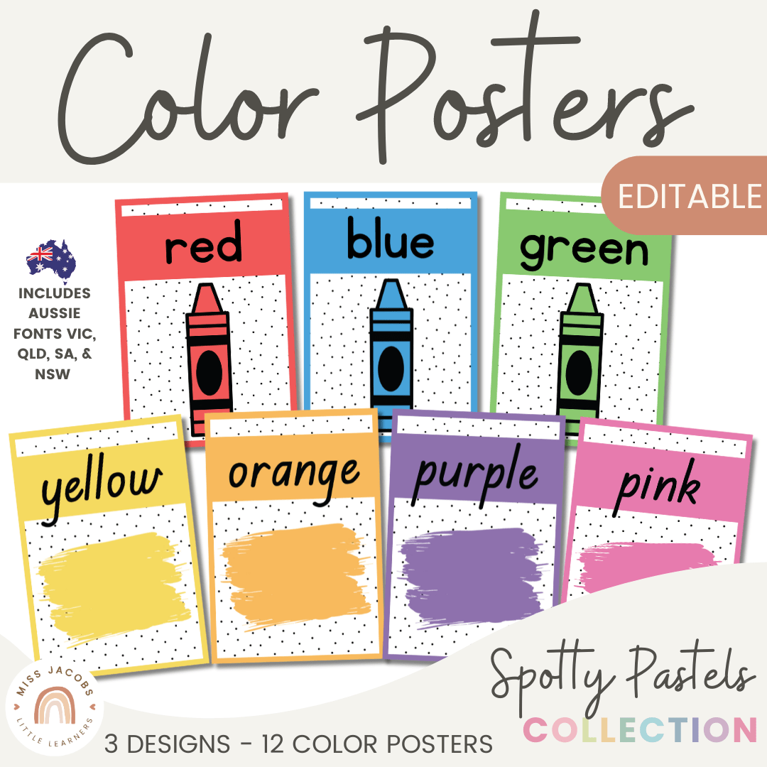 Color Posters - Spotty Pastel Classroom Theme - Miss Jacobs - Default Title
