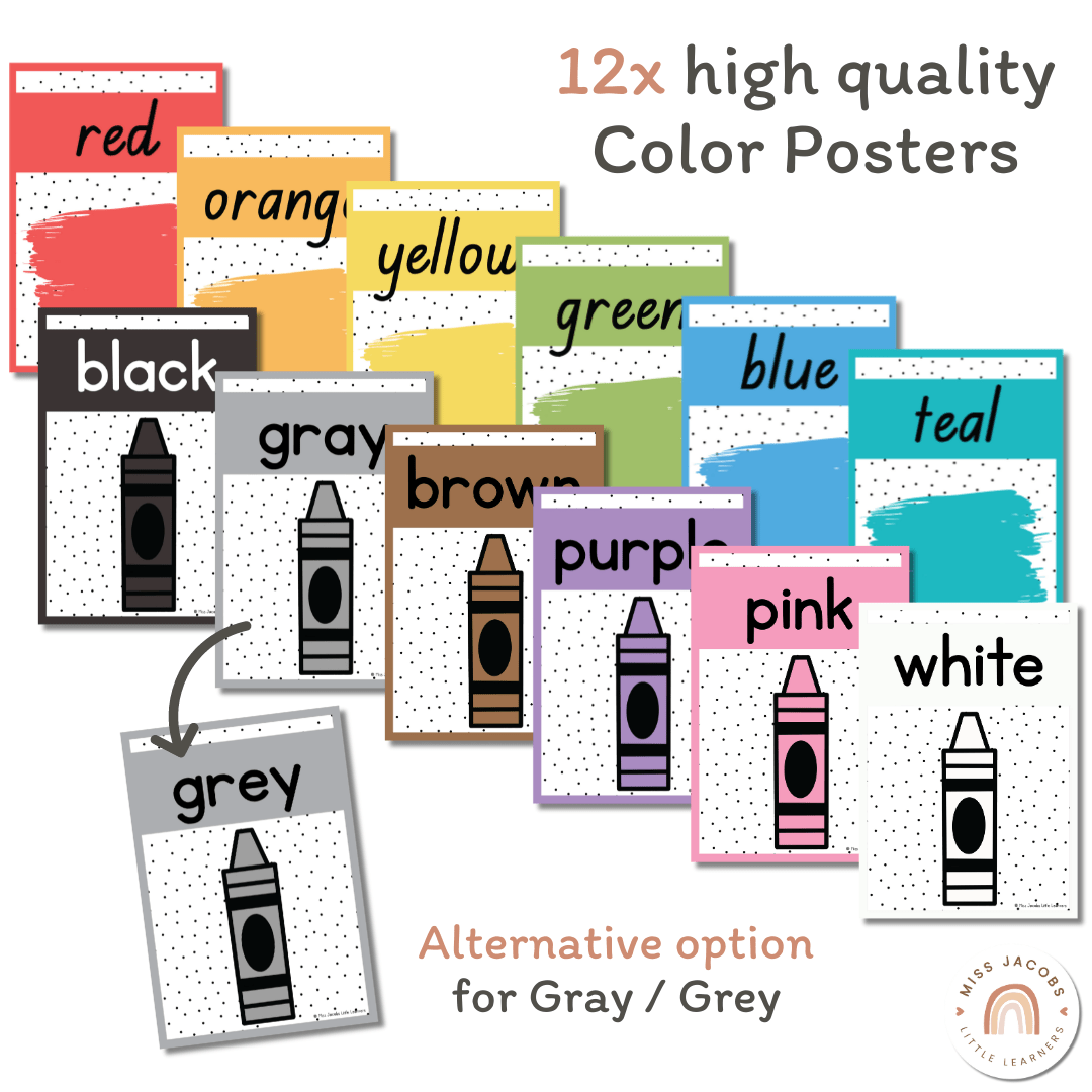 Color Posters - Spotty Pastel Classroom Theme - Miss Jacobs - Default Title
