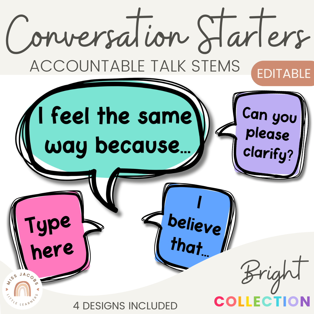 Conversation Starters - Bright Classroom Theme - Miss Jacobs