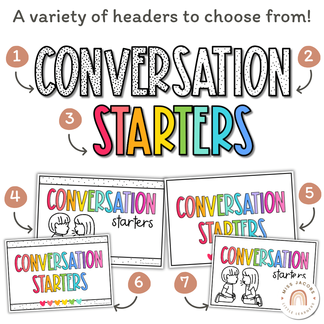 Conversation Starters - Bright Classroom Theme - Miss Jacobs