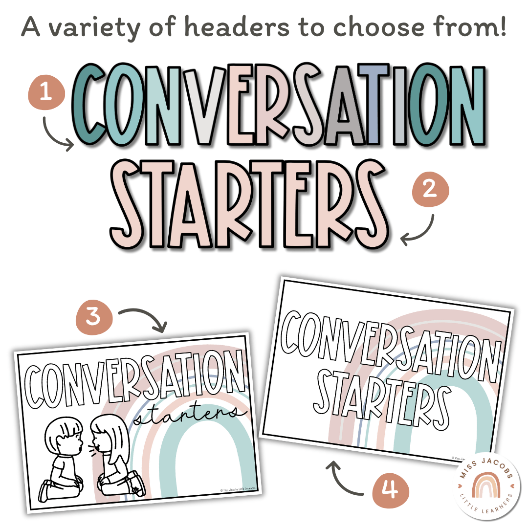 Conversation Starters - Modern Rainbow Classroom Theme - Miss Jacobs