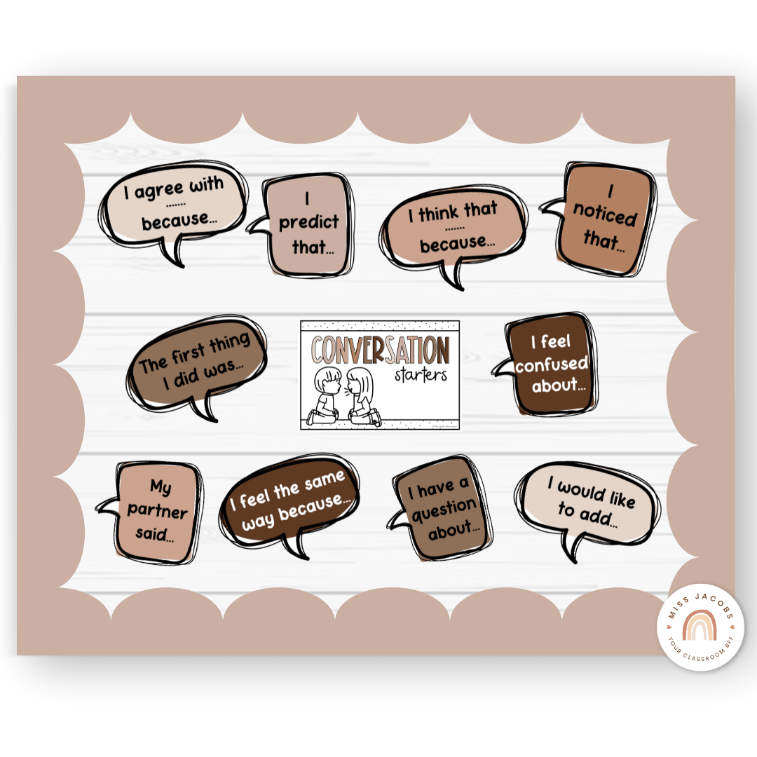 Conversation Starters - Neutrals Classroom Theme - Miss Jacobs