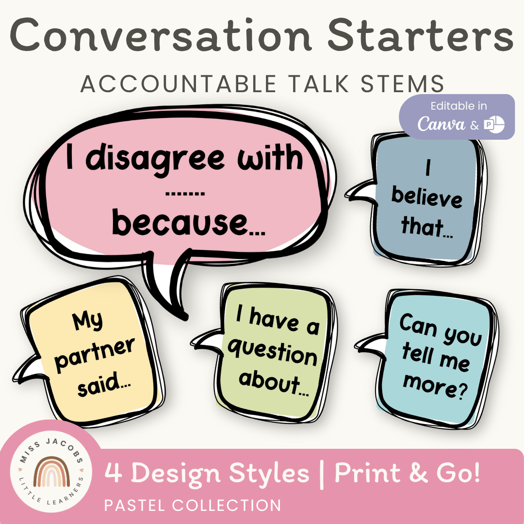 Conversation Starters - Pastel Classroom Theme - Miss Jacobs
