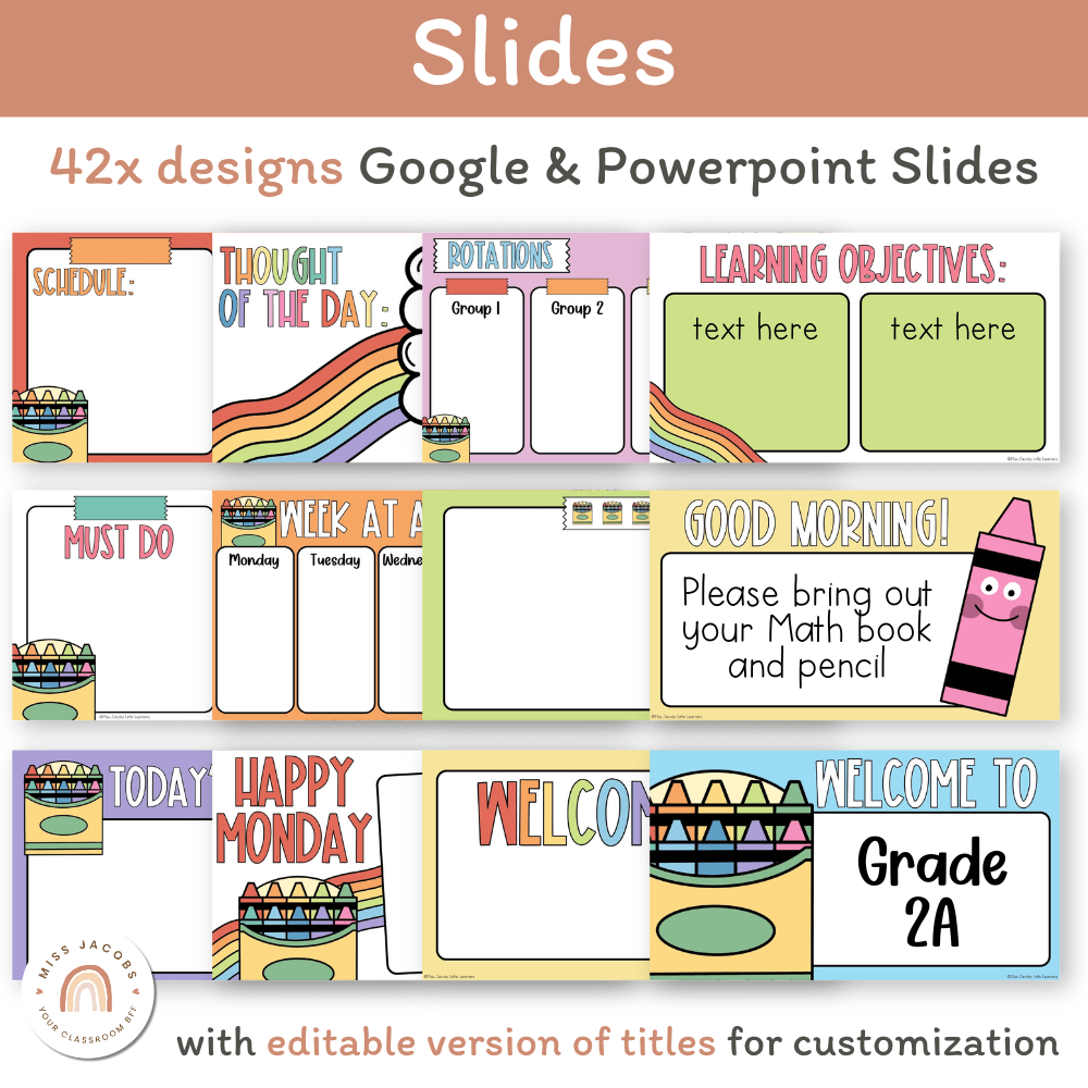 Crayons Theme Classroom Essentials Decor Pack - Miss Jacobs