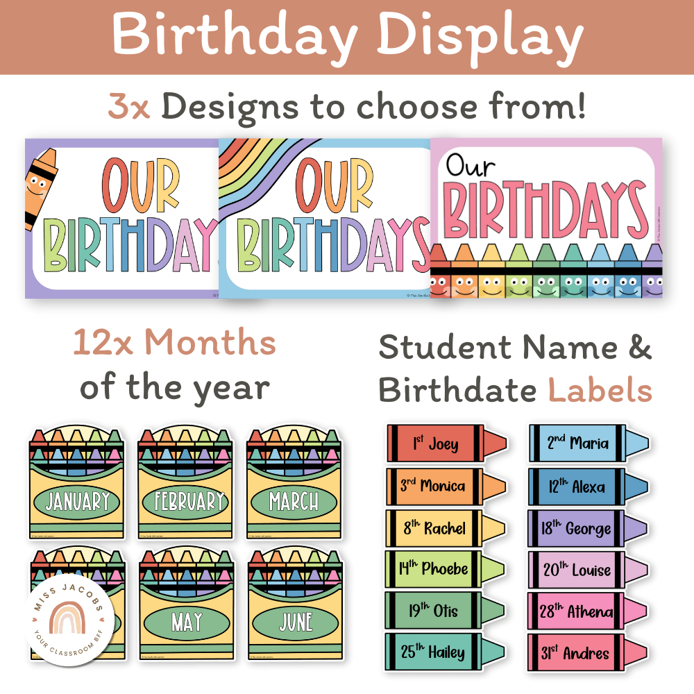 Crayons Theme Classroom Essentials Decor Pack - Miss Jacobs