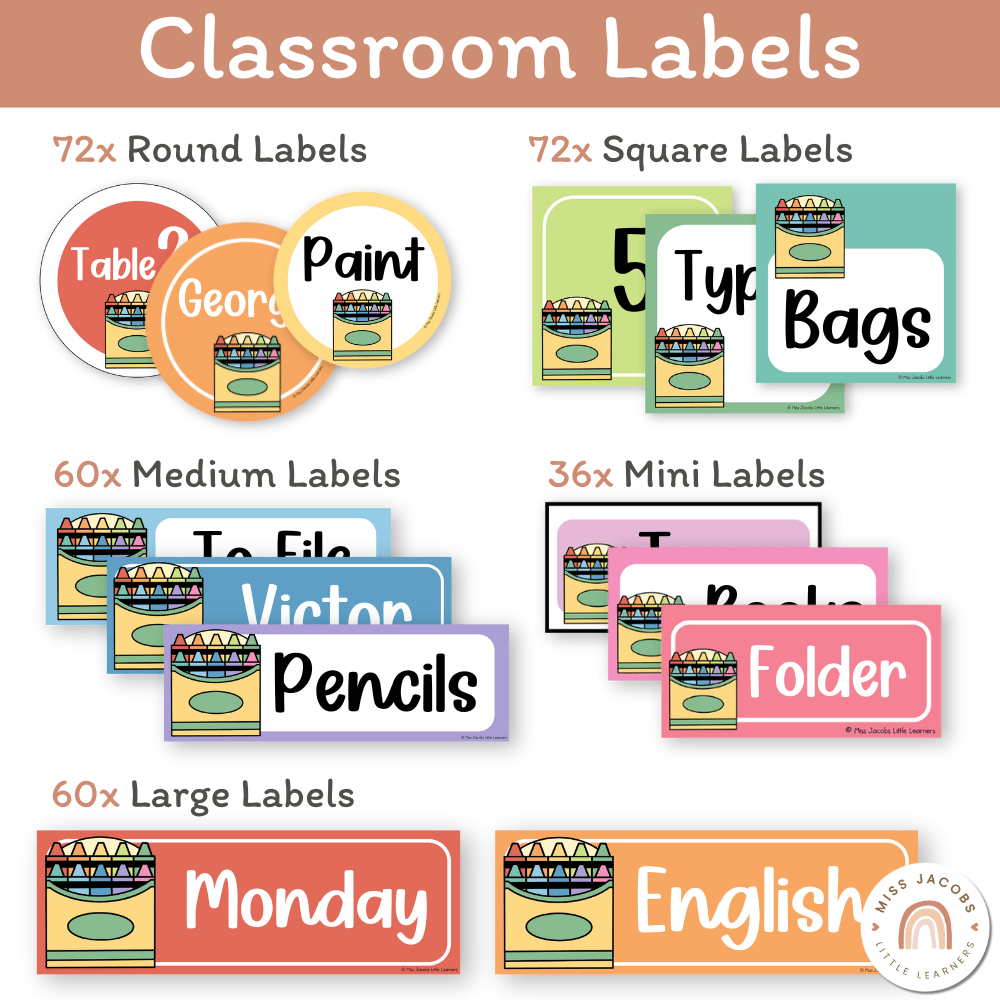 Crayons Theme Classroom Essentials Decor Pack - Miss Jacobs