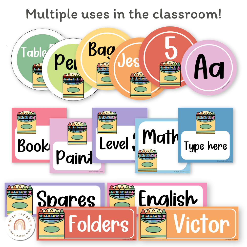 Crayons Theme Classroom Essentials Decor Pack - Miss Jacobs