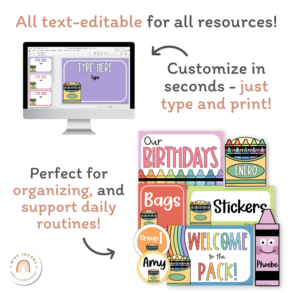 Crayons Theme Classroom Essentials Decor Pack - Miss Jacobs