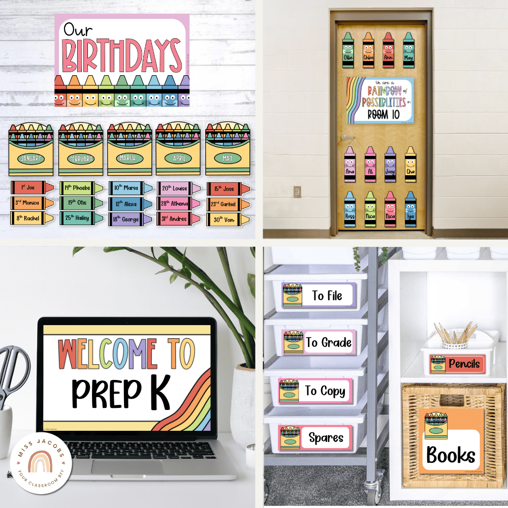 Crayons Theme Classroom Essentials Decor Pack - Miss Jacobs