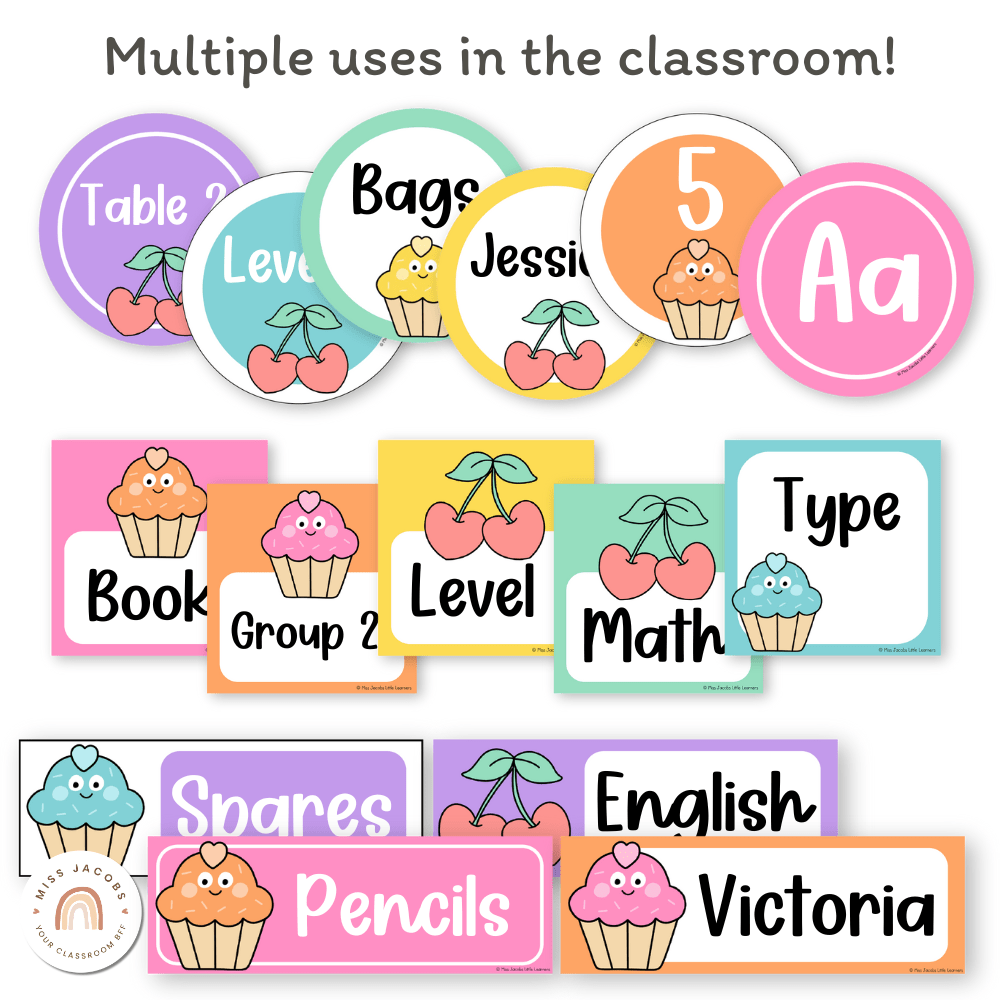 Cupcake Theme Classroom Essentials Decor Pack - Miss Jacobs – Miss ...