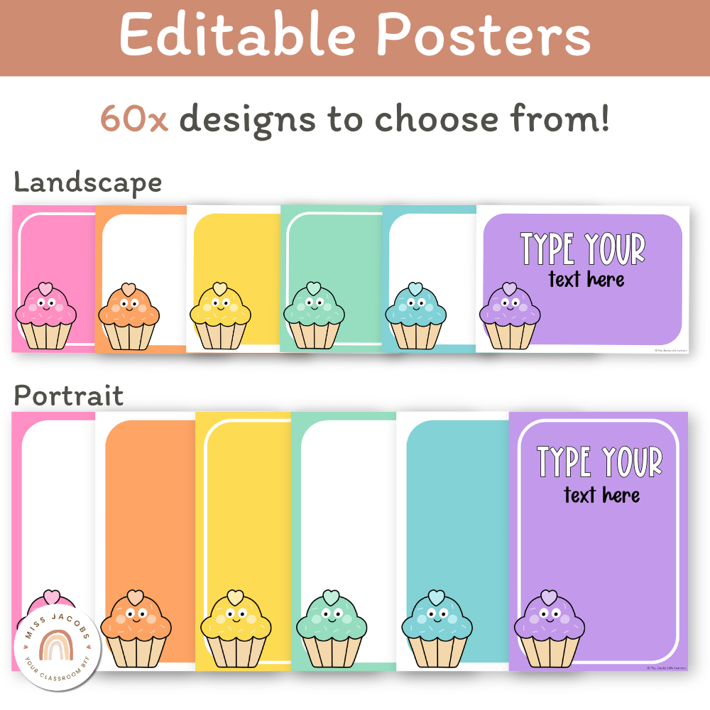 Cupcake Theme Classroom Essentials Decor Pack - Miss Jacobs – Miss ...