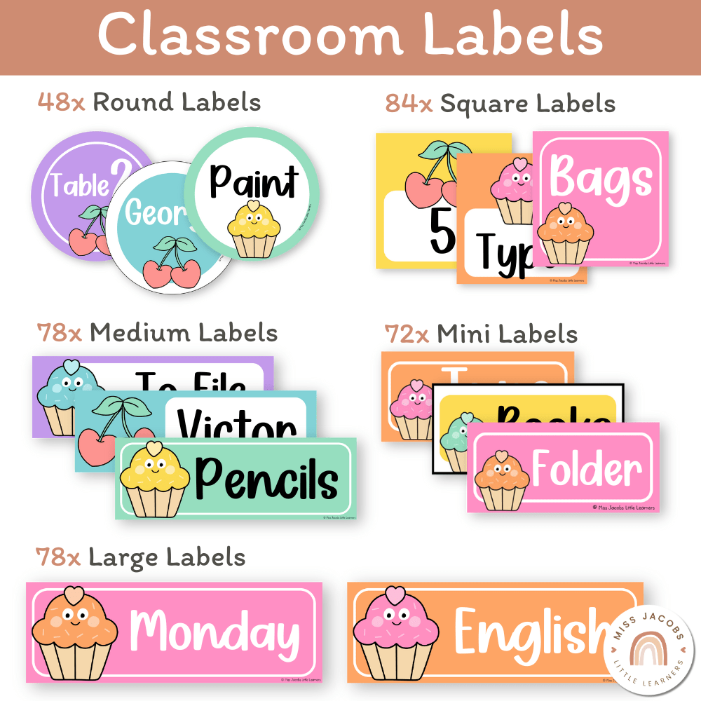Cupcake Theme Classroom Essentials Decor Pack - Miss Jacobs – Miss ...