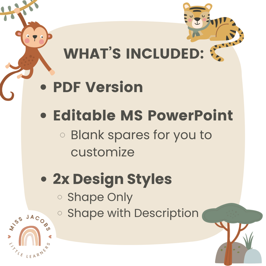 2D Shape Posters | Cute Jungle Animals - Default Title