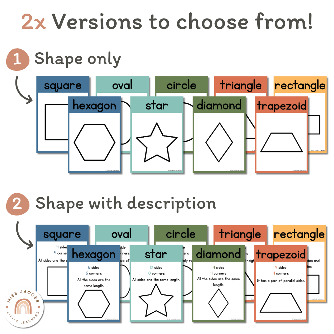 2D Shape Posters | Cute Jungle Animals – Miss Jacobs Little Learners