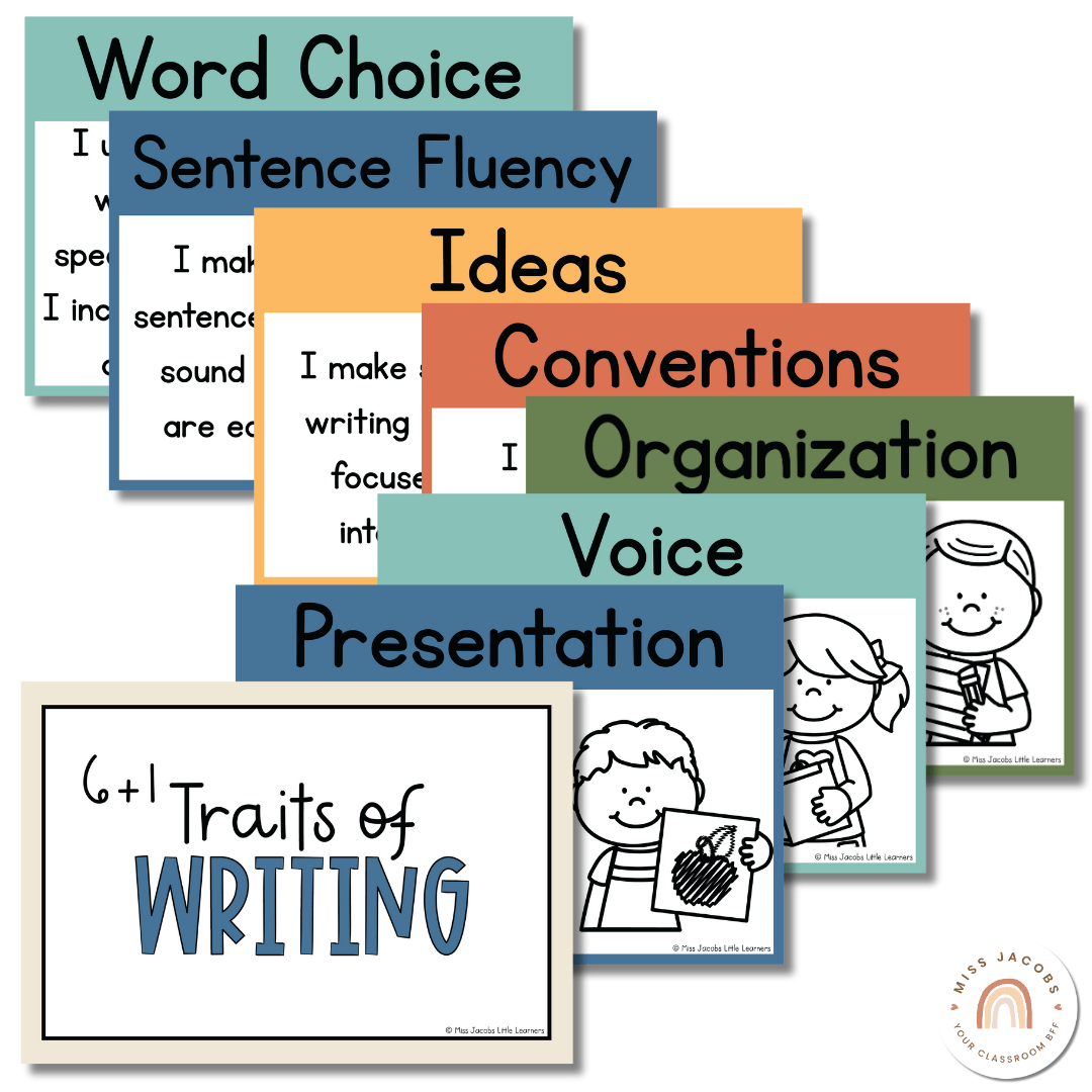 6+1 Writing Traits Posters | Cute Jungle Animals