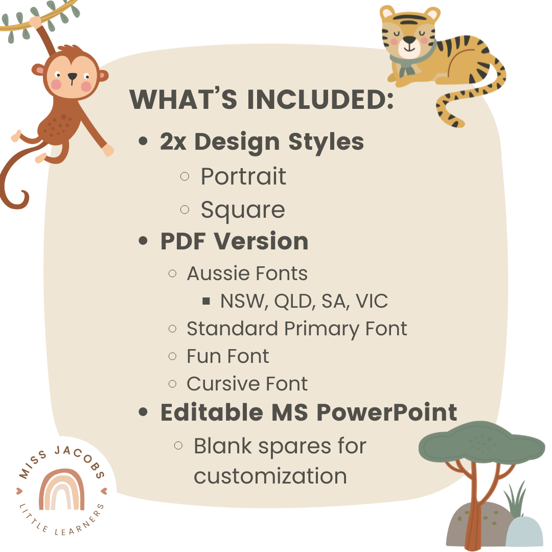 Alphabet Posters | Cute Jungle Animals