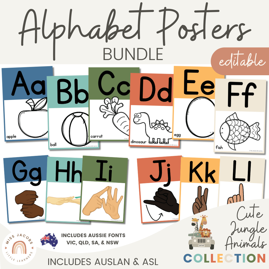 Alphabet Posters Bundle | Cute Jungle Animals