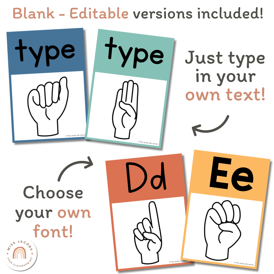 ASL Alphabet Posters | Cute Jungle Animals