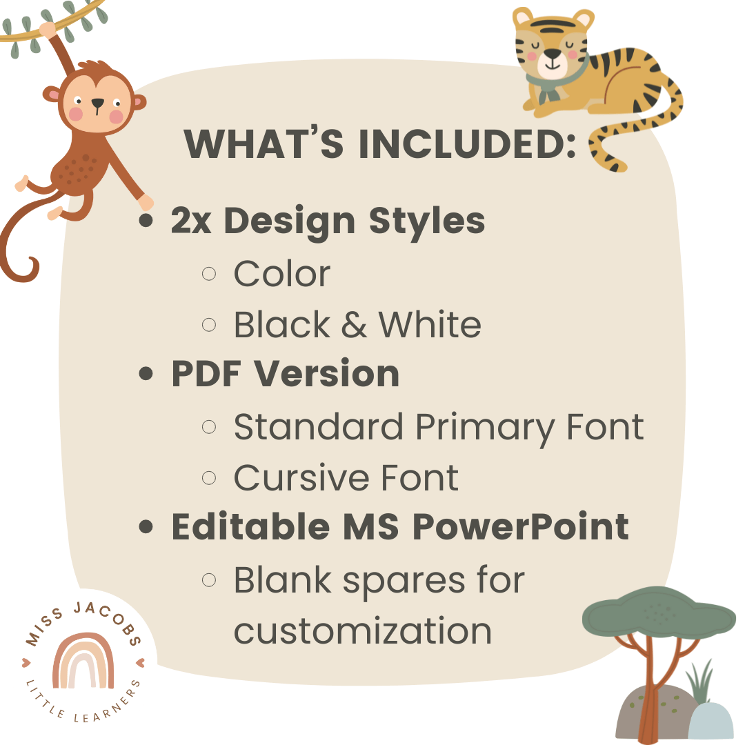 ASL Alphabet Posters | Cute Jungle Animals