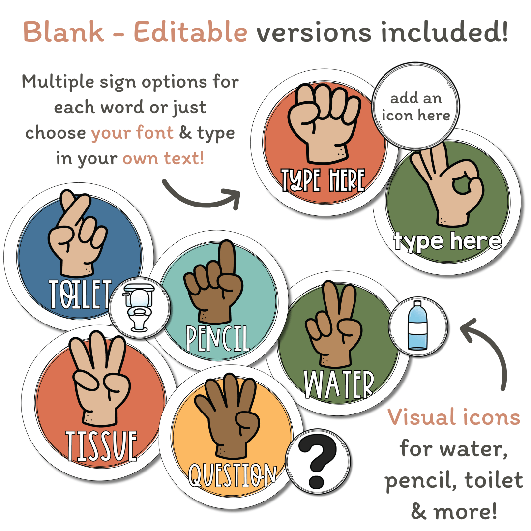 Hand Signals Display | Cute Jungle Animals – Miss Jacobs Little Learners