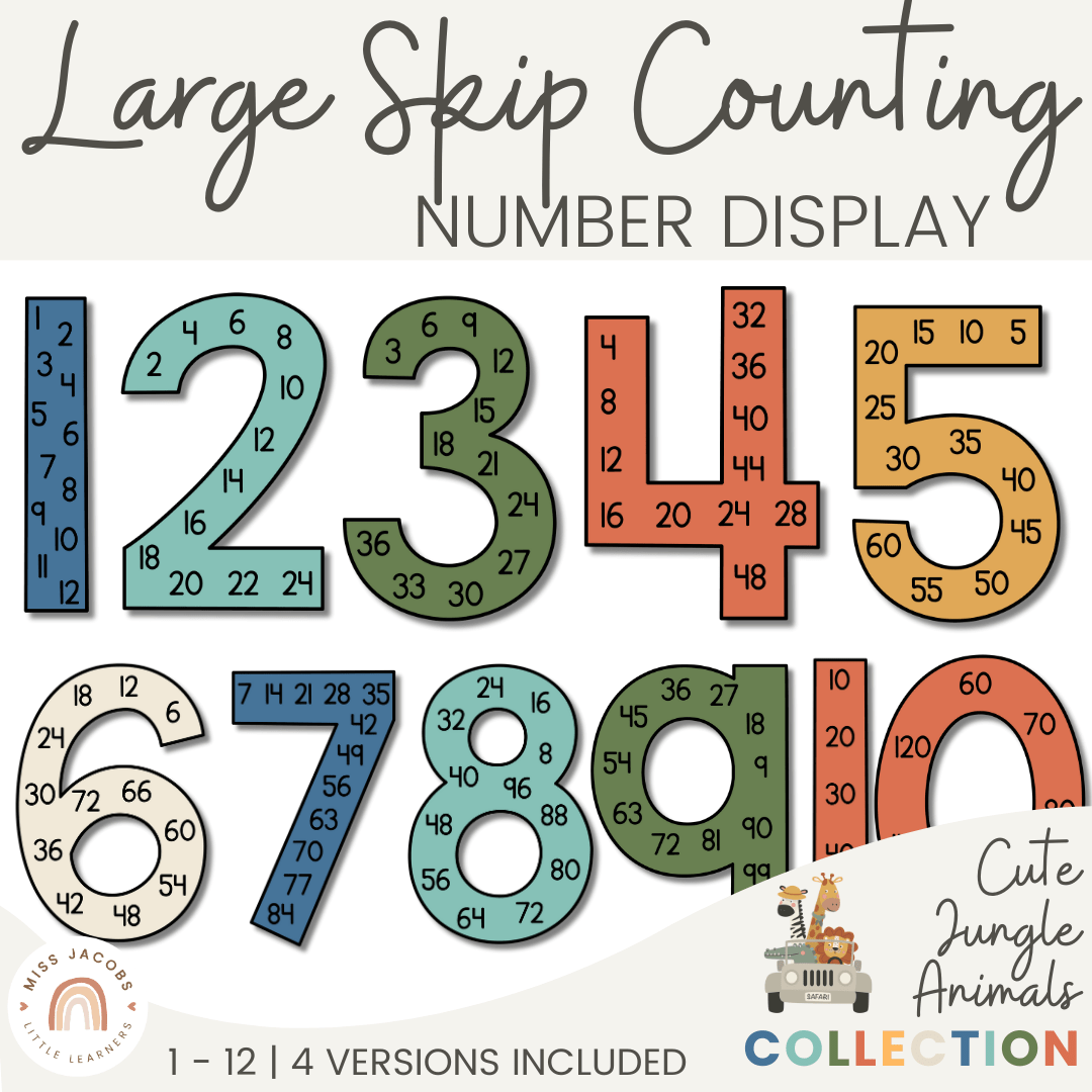 Large Skip Counting Posters | Cute Jungle Animals