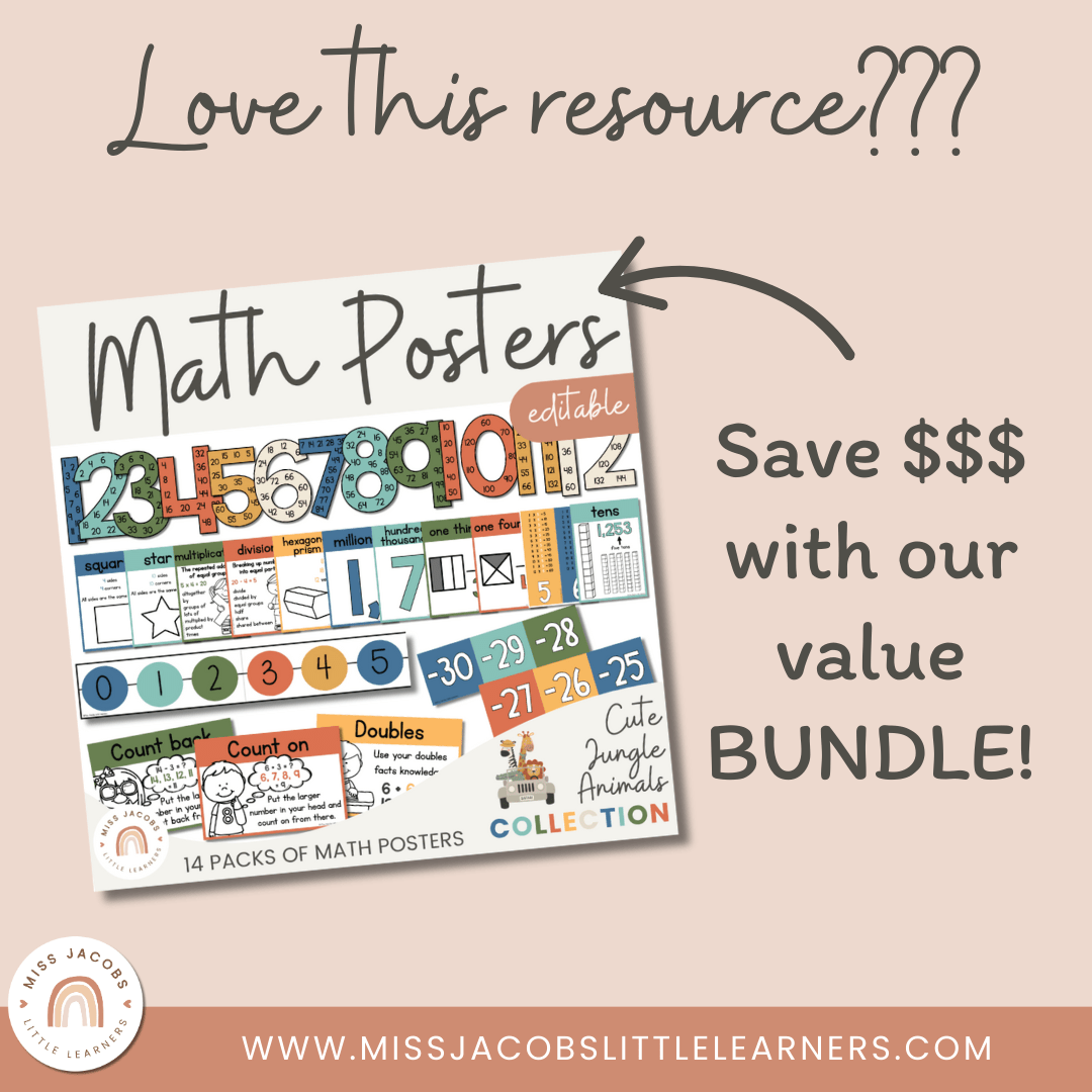 Large Skip Counting Posters | Cute Jungle Animals - Default Title