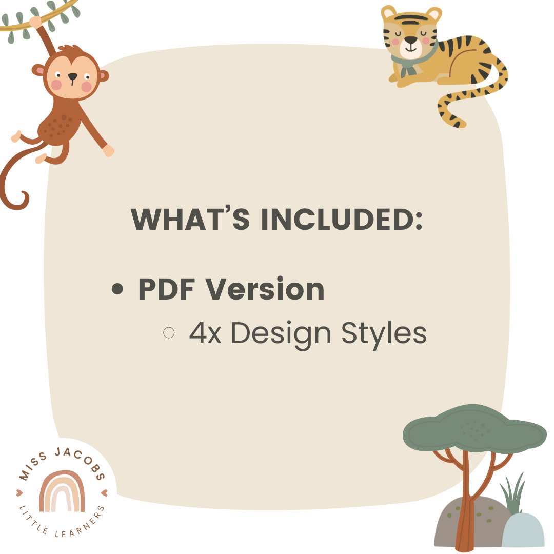 Large Skip Counting Posters | Cute Jungle Animals