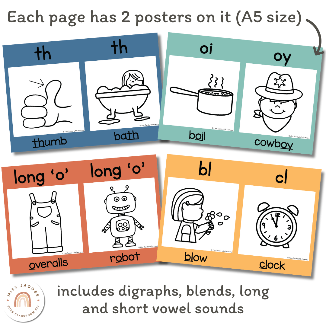 Phonics Posters | Cute Jungle Animals – Miss Jacobs Little Learners