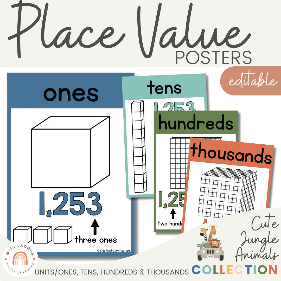 Place Value Posters | Cute Jungle Animals
