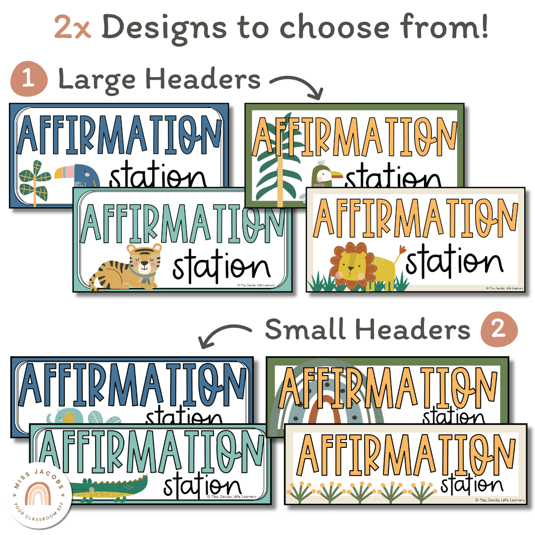 Affirmation Station | Cute Jungle Animals