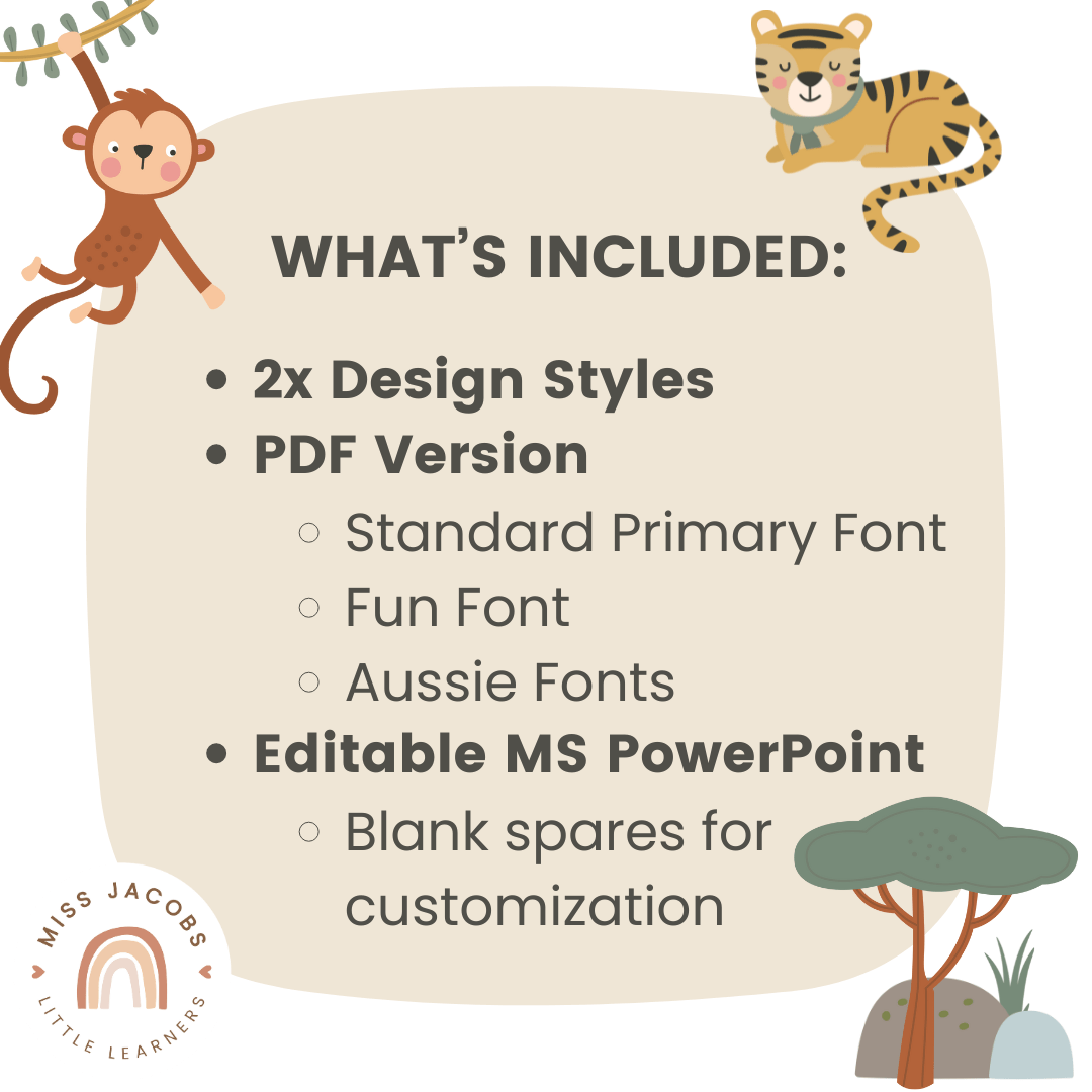 Alphabet Word Wall | Cute Jungle Animals