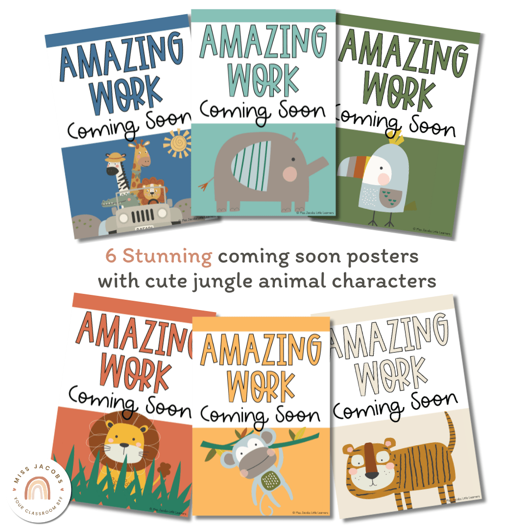 Amazing Work Coming Soon Posters | Cute Jungle Animals