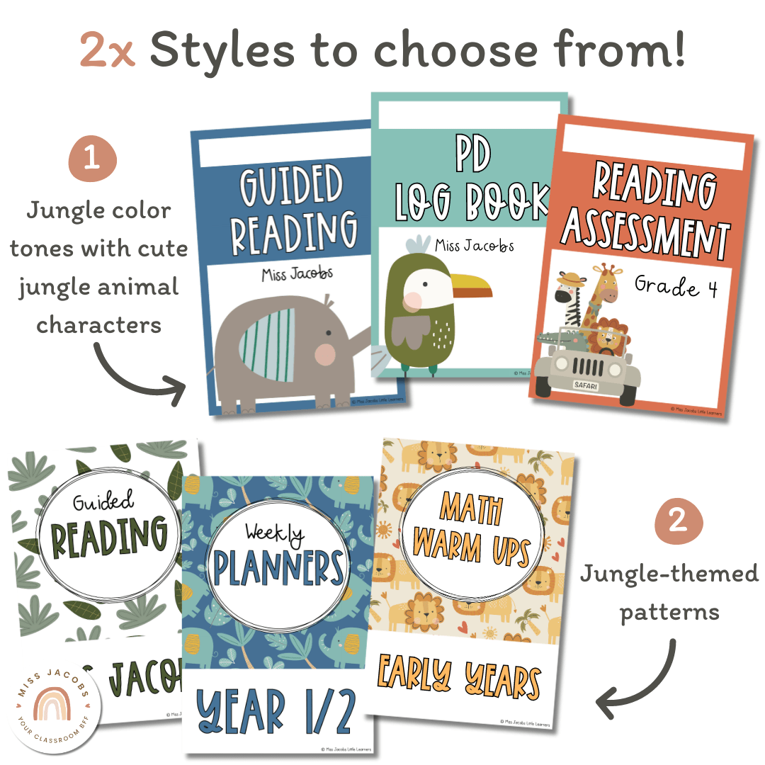 Binder Covers and Spines | Cute Jungle Animals