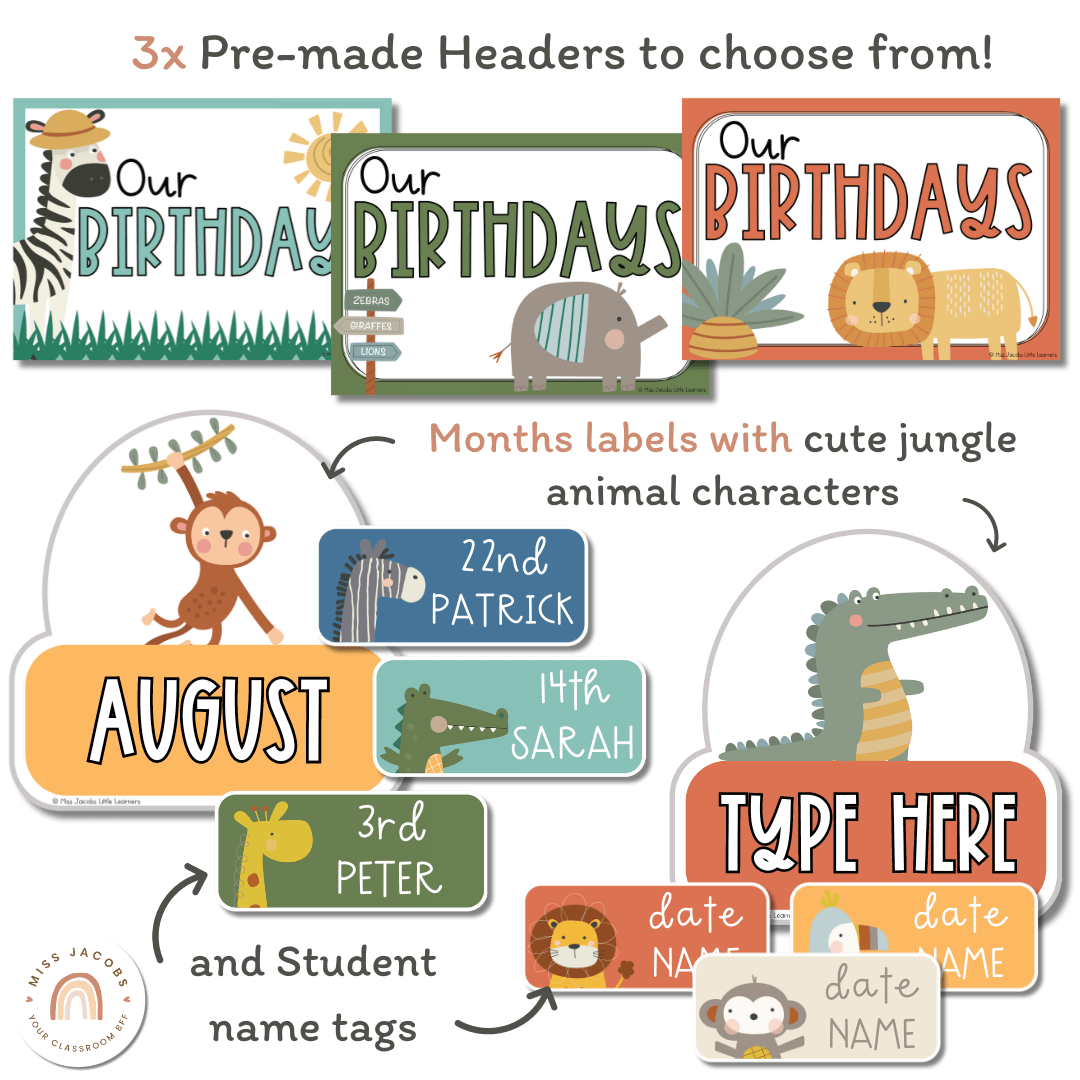 Birthday Display | Cute Jungle Animals