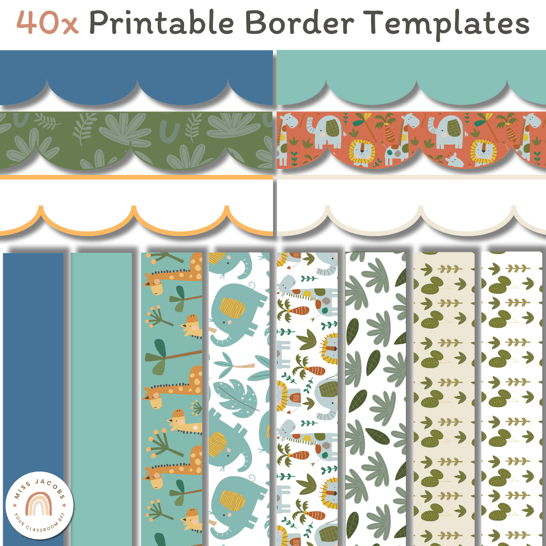 Bulletin Board Borders | Cute Jungle Animals