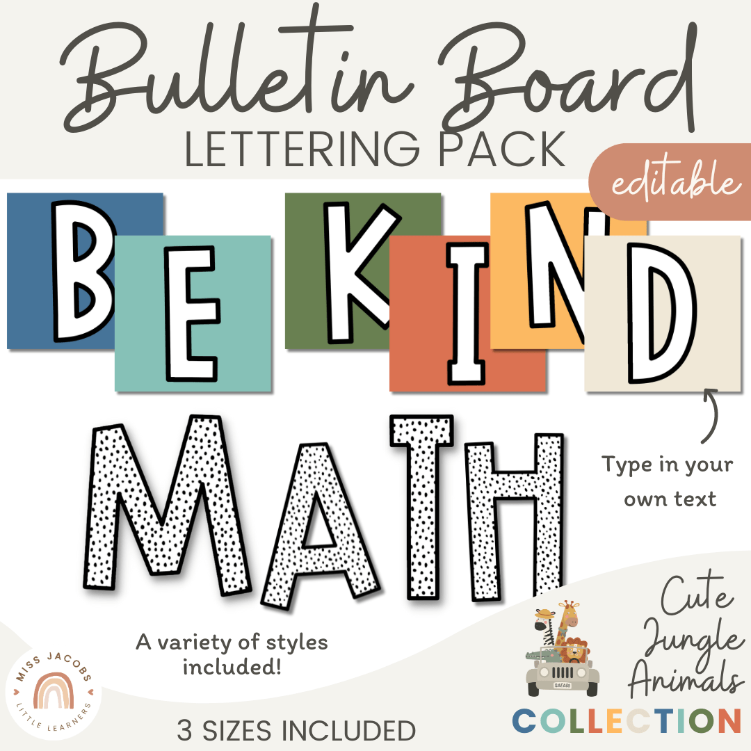 Bulletin Board Lettering Pack | Cute Jungle Animals