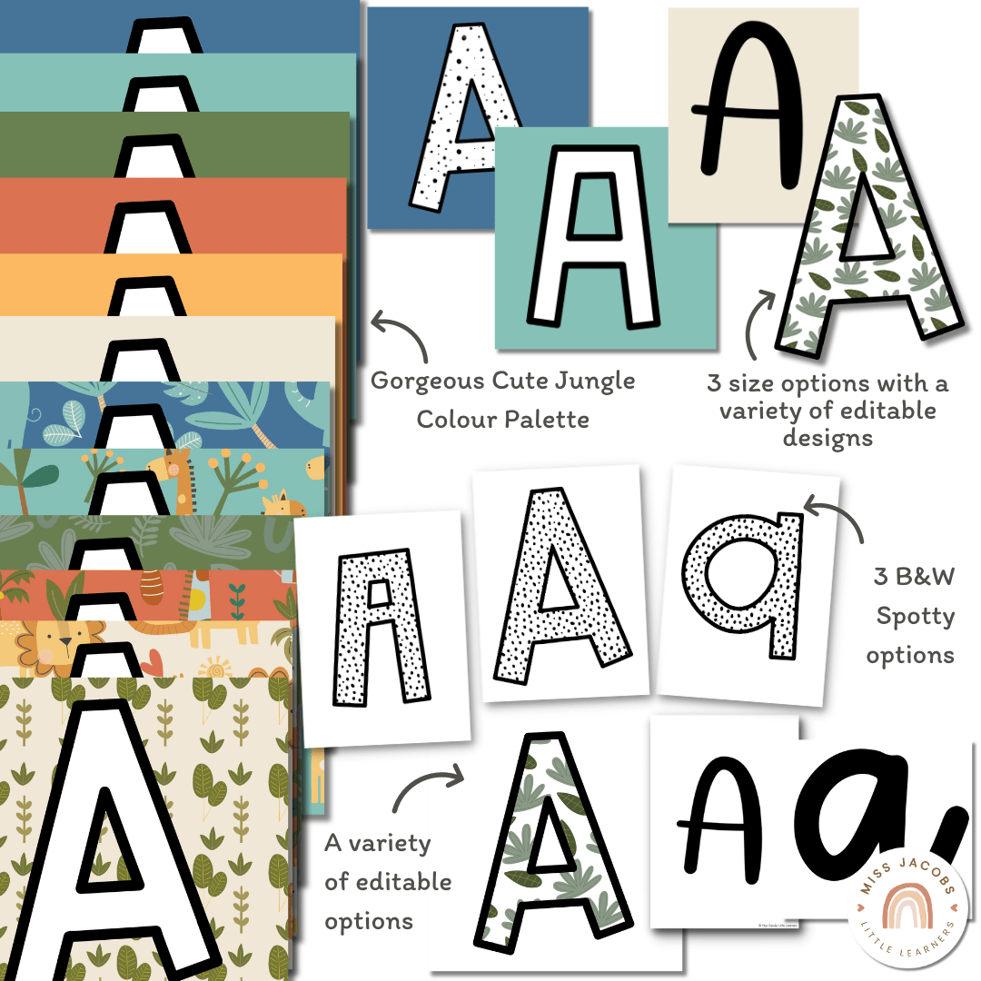 Bulletin Board Lettering Pack | Cute Jungle Animals