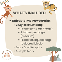 Bulletin Board Lettering Pack | Cute Jungle Animals